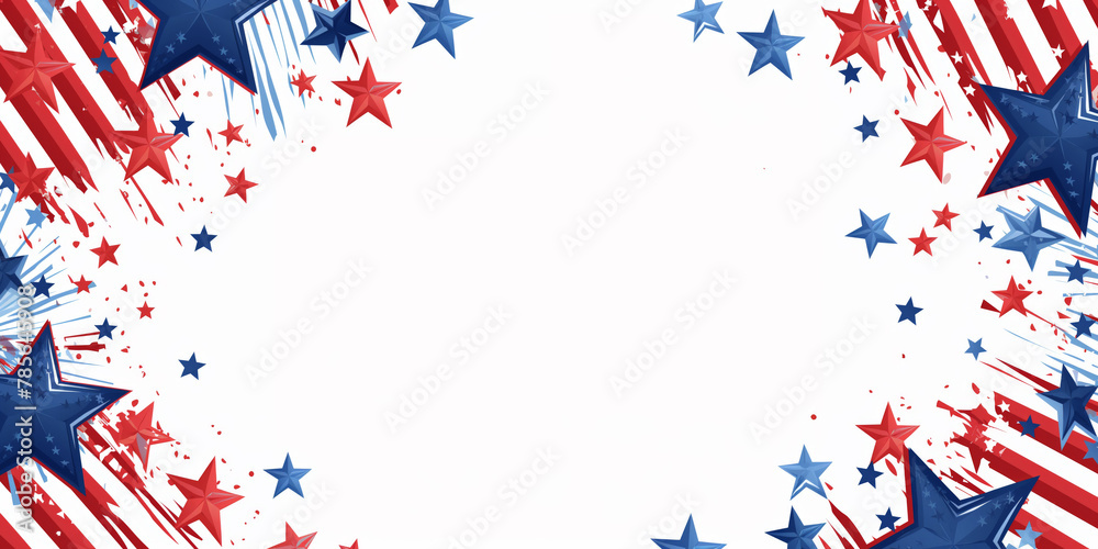 USA red white and blue stars and stripes border frame design with copy ...