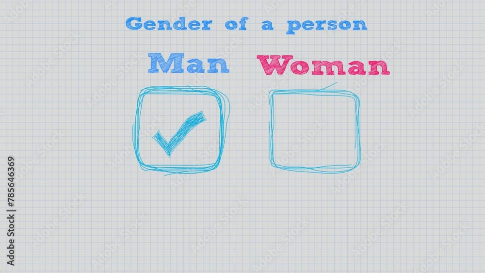 4k Gender choice Man or Woman. Hand draw a tick in the Man checkbox on ...
