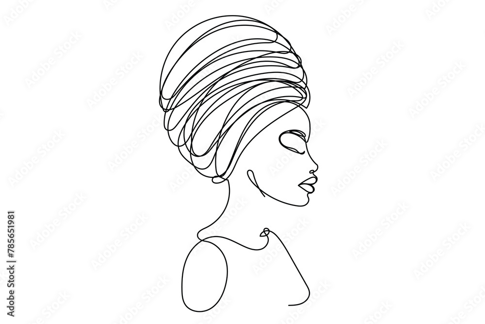 Line Art Woman Face Profile. Female Portrait One Continuous Line ...