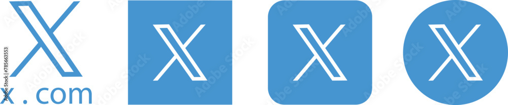 New Twitter x.com icon set blue. Popular social media button icon ...
