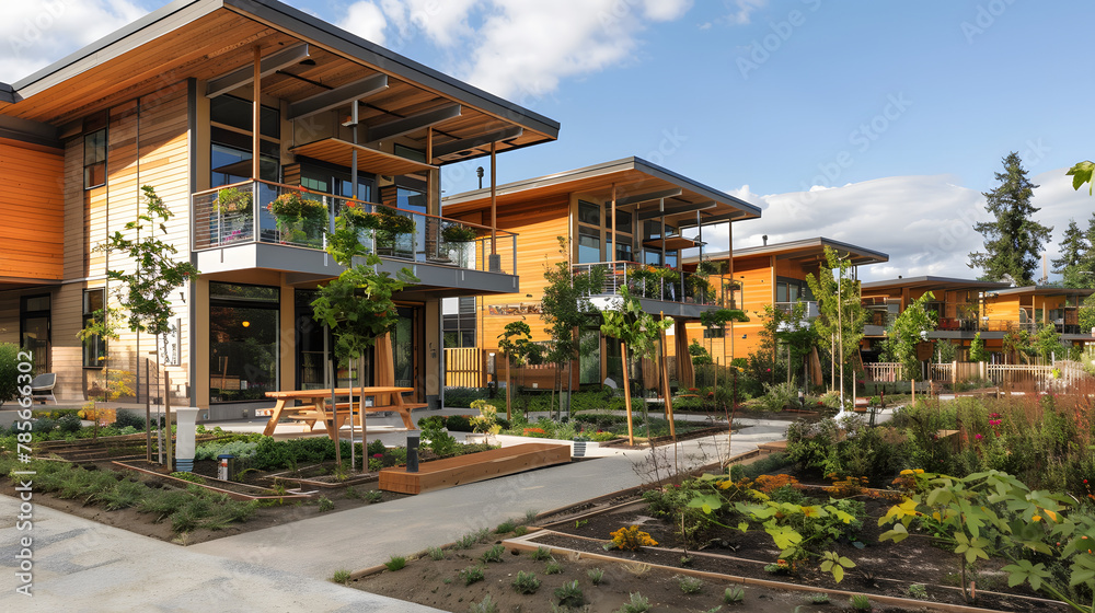 A co-housing community designed with passive solar principles communal ...