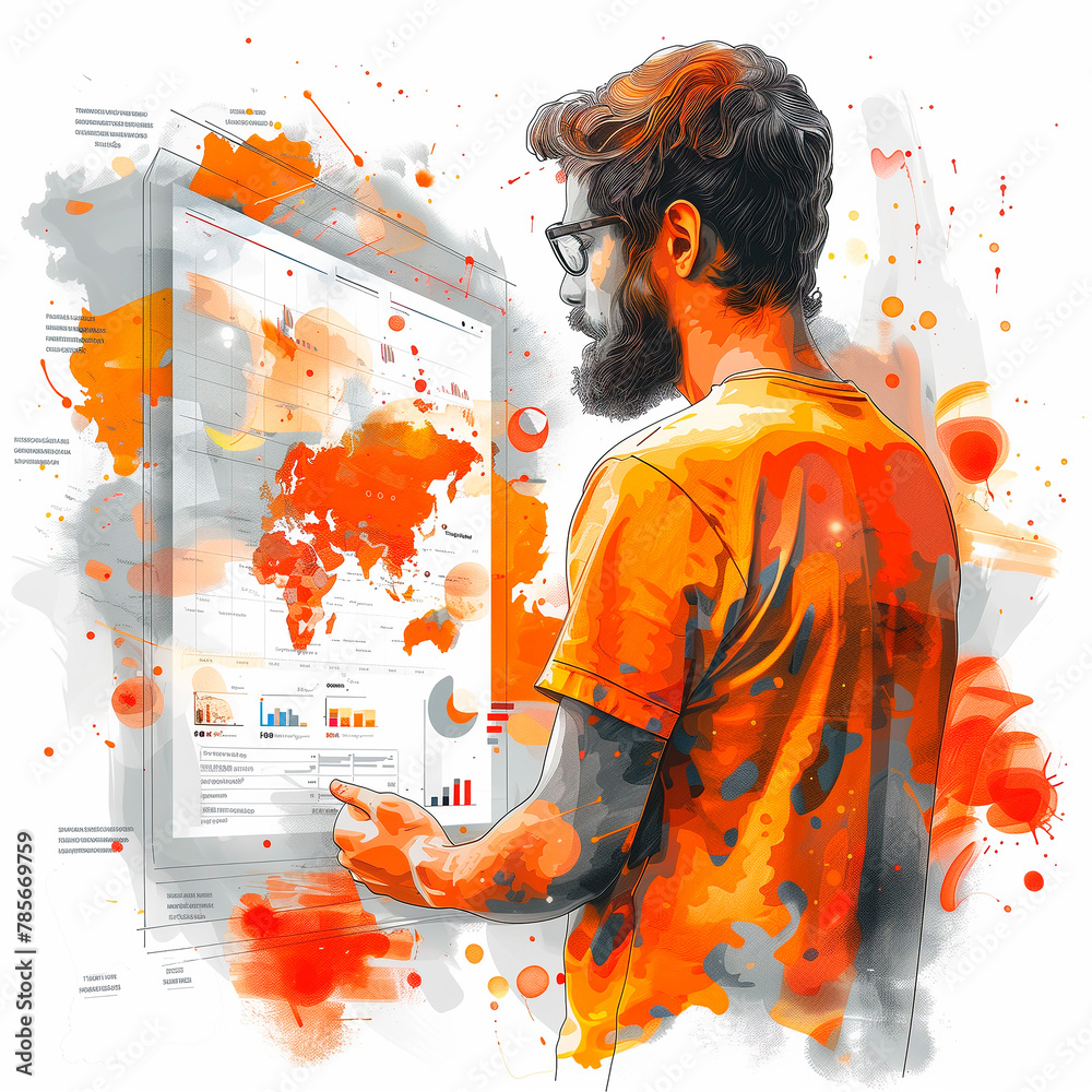 Step into the future with this captivating modern flat illustration ...