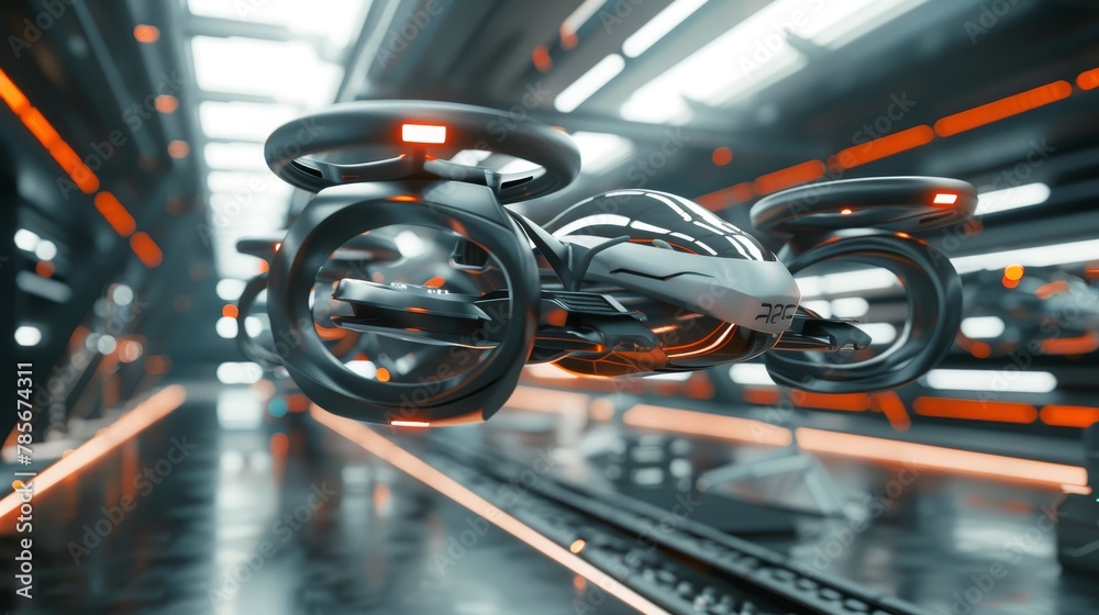 Futuristic 3d renderings of isolated flying objects in a startup ...