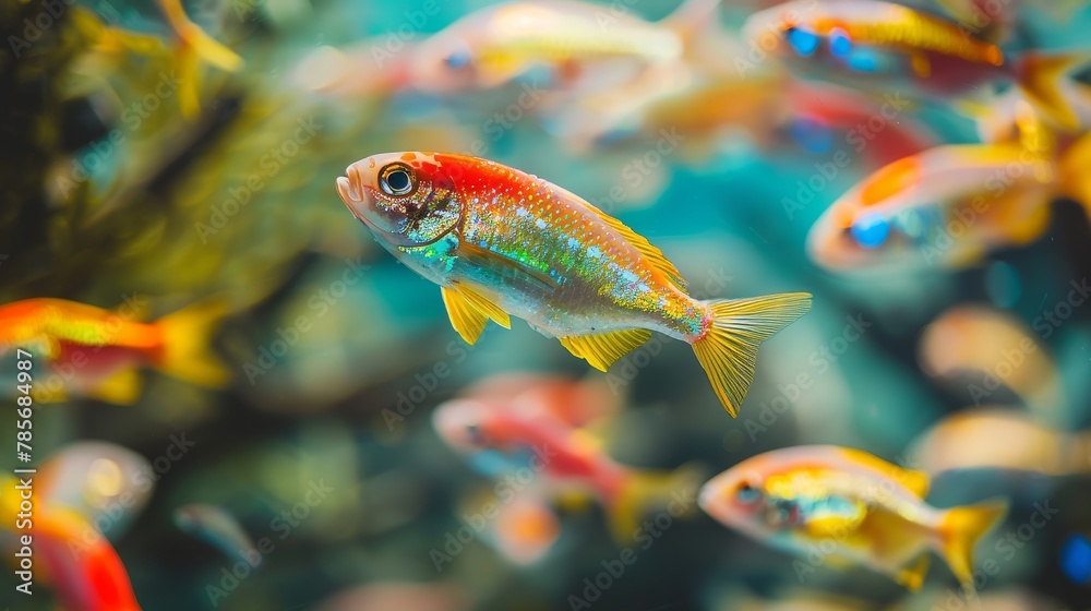 Whimsical rainbow fish floating through the air AI generated ...