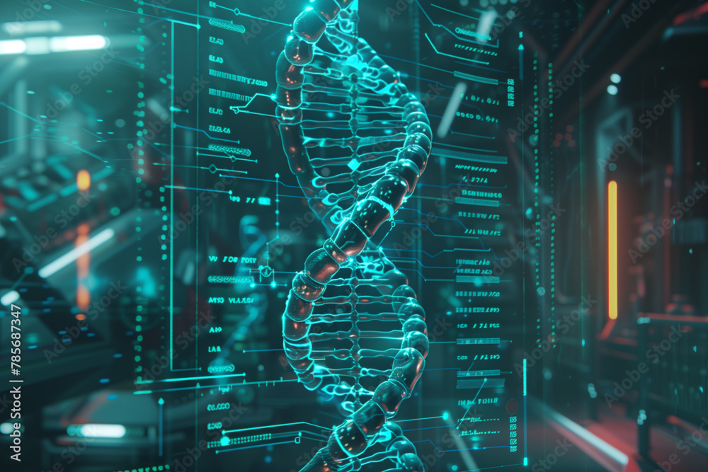 sleek and modern photo of DNA medical technology and futuristic ...