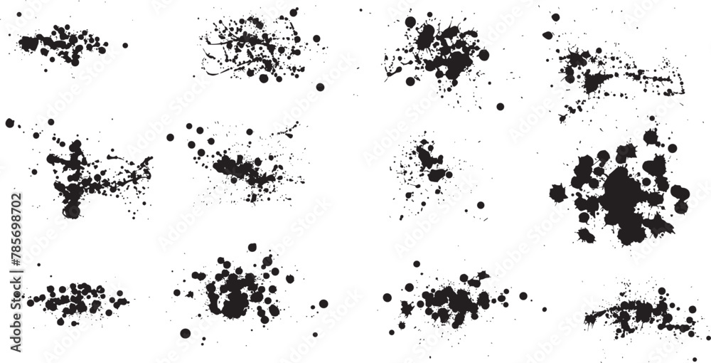 Ink blot psychology test set, vector symmetric paint splash spot ...