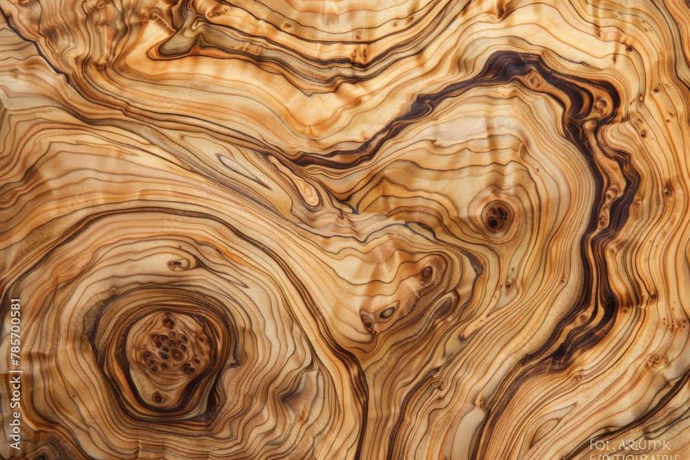 The intricate details of olive wood grain, highlighted by natural light ...