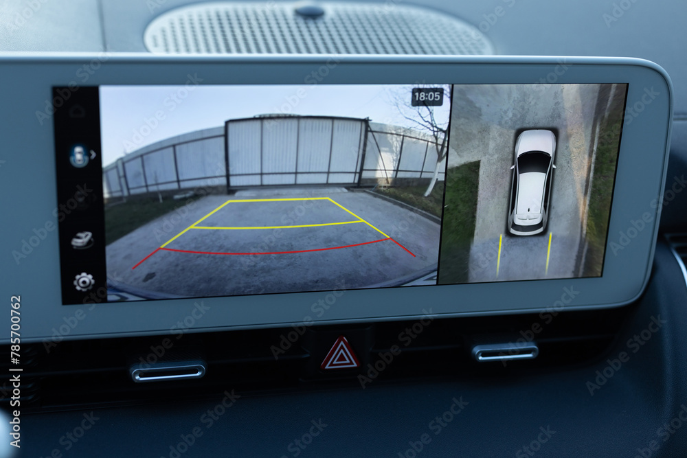 Surround view monitor. Front camera of circular 360 degrees view system ...