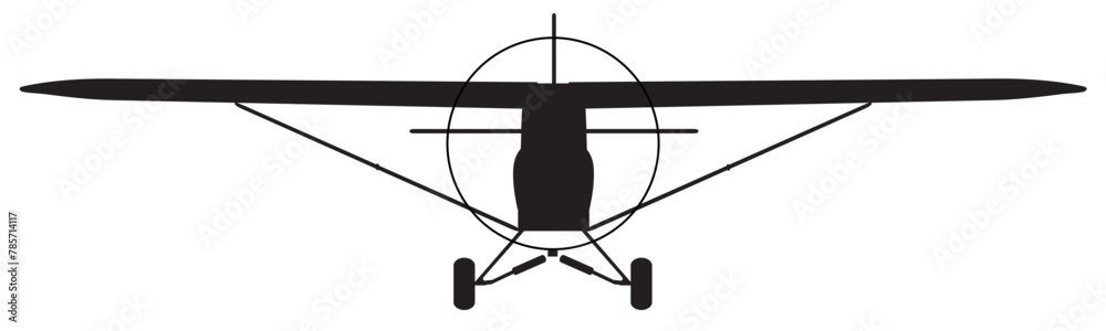 Black Vector Frontal View Image of Piper J-3 Cub J3 SuperCub Vintage ...