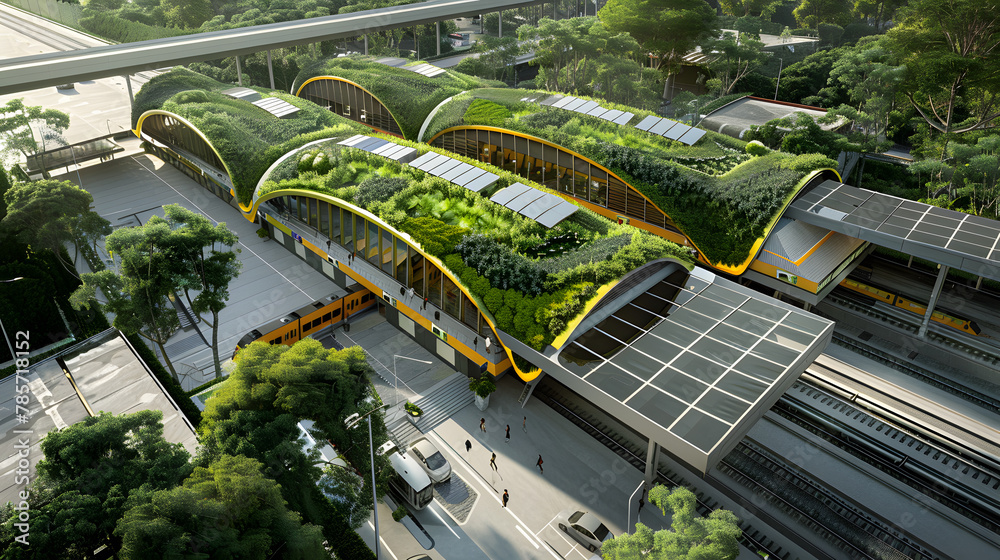 A zero-emission public transport terminal featuring solar roofs ...