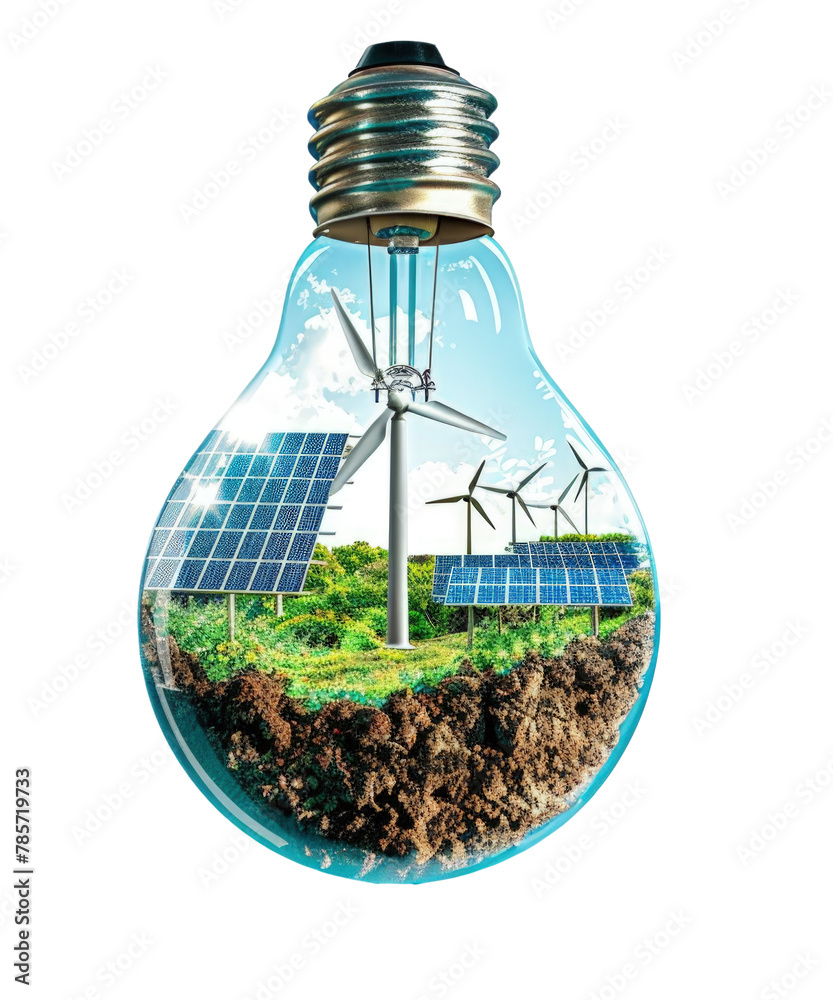 Light bulb solar panels and wind turbines, transparent background PNG ...