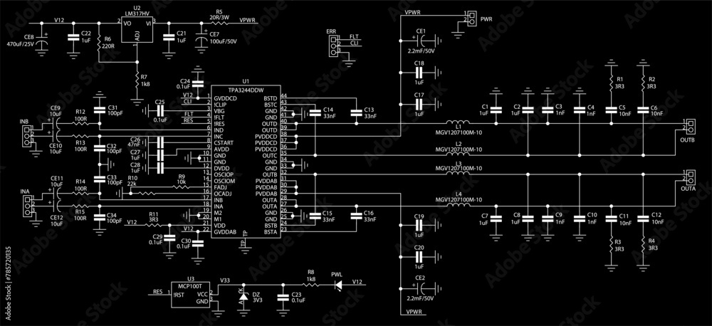 Schematic diagram of electronic device. Vector drawing electrical ...