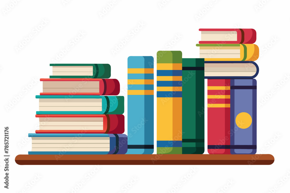 Cartoon illustration of a different books in a row . The illustration ...