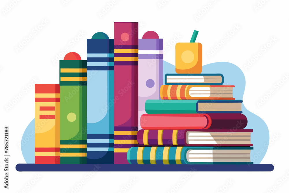 Cartoon illustration of a different books in a row . The illustration ...