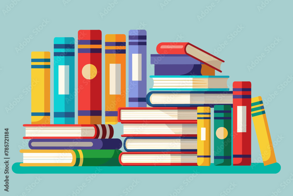 Cartoon illustration of a different books in a row . The illustration ...