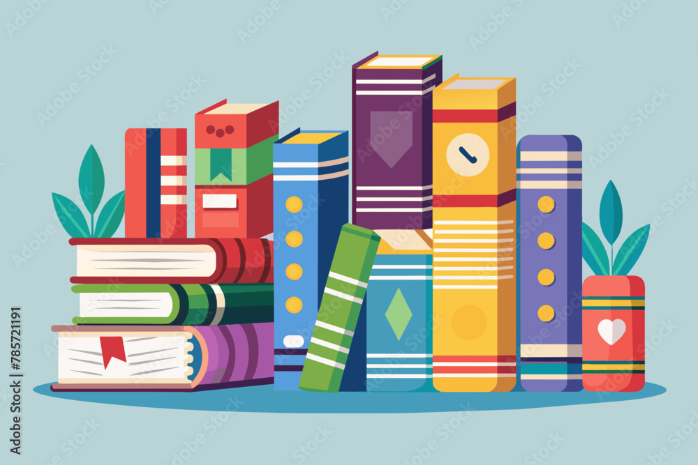 Cartoon illustration of a different books in a row . The illustration ...
