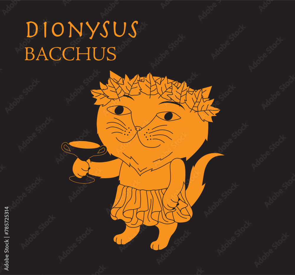 Cute cartoon illustration of cat Dionysus Stock Vector | Adobe Stock