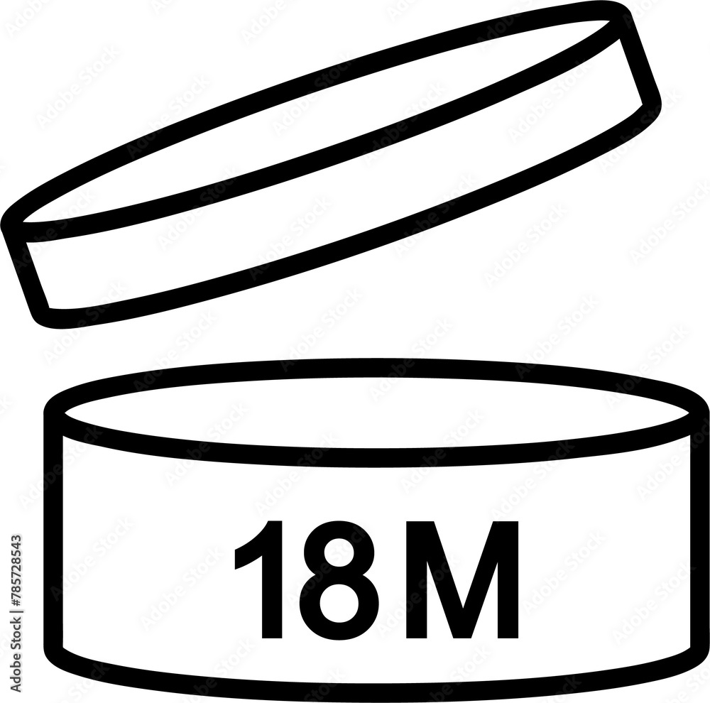 expiration date 18 months icon, period after opening symbol, icon for ...