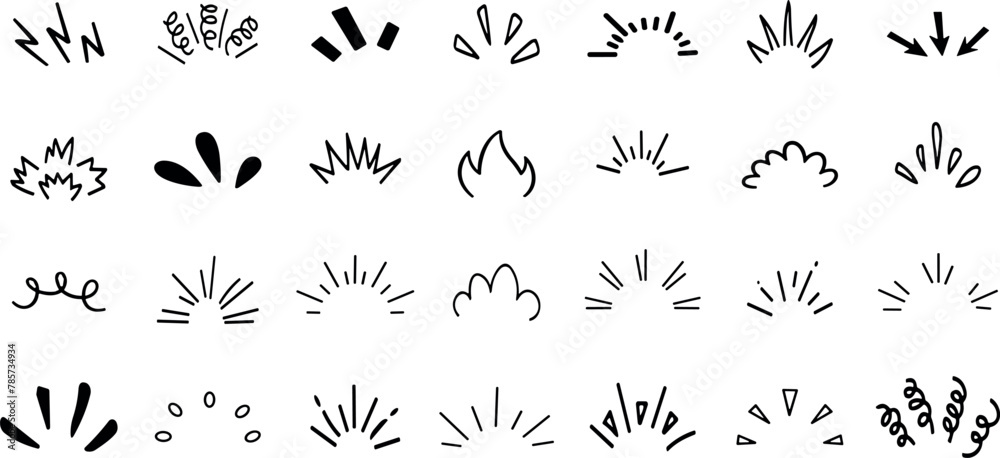 Line movement effect element, cartoon emotion effect decoration icon ...