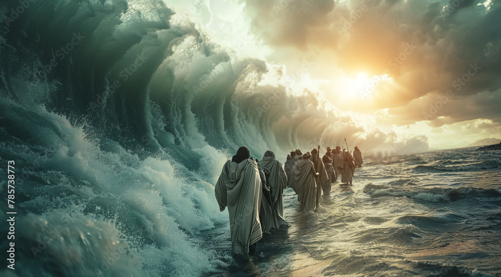 Moses leads the Exodus of the Israelites and jews out of Egypt and ...