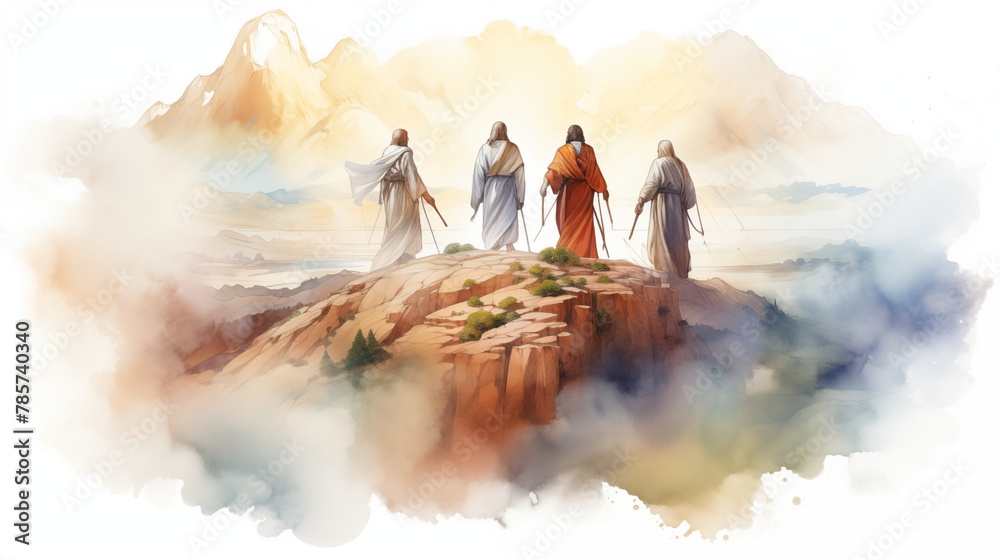 The Transfiguration of Jesus on the mountain with Moses and Elijah ...