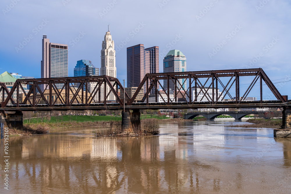 Columbus Ohio waterfront view of the downtown financial district from ...