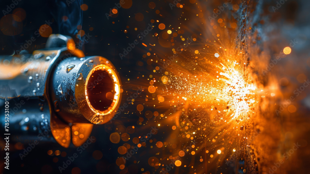 Sparks fly from a revolver's barrel, capturing the explosive moment of ...