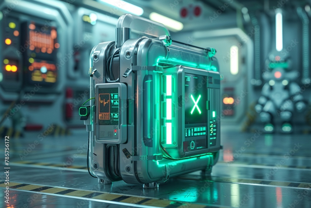 3D Render Futuristic Defibrillator Sleek, futuristic defibrillator with ...