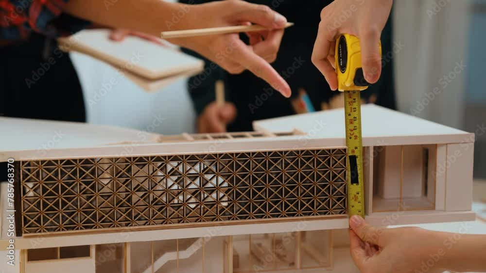 Slow motion home designer using architectural equipment review and ...