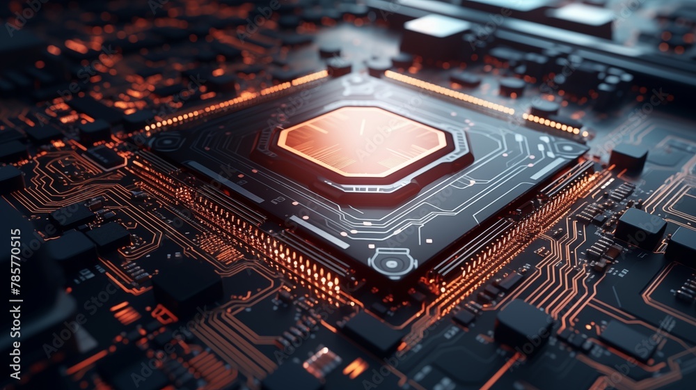 Highly detailed technology texture featuring an AI supercomputer chrome ...