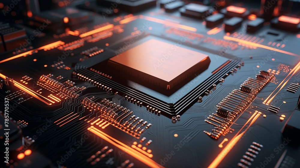 Highly Detailed Technology Texture Featuring An Ai Supercomputer Chrome