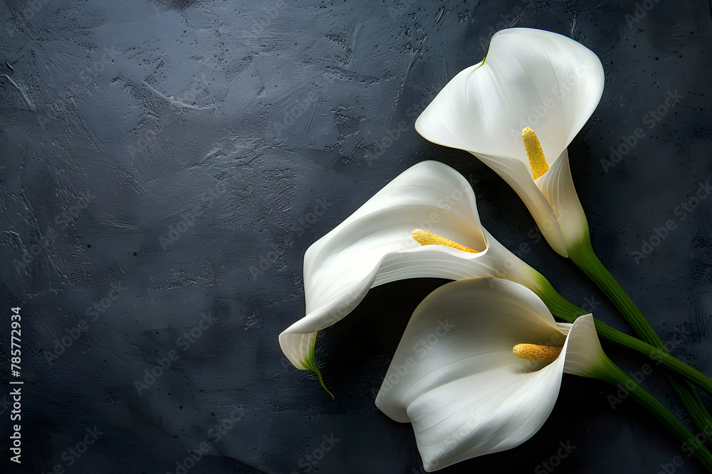 Calla lily flowers on black background sympathy card condolences on ...