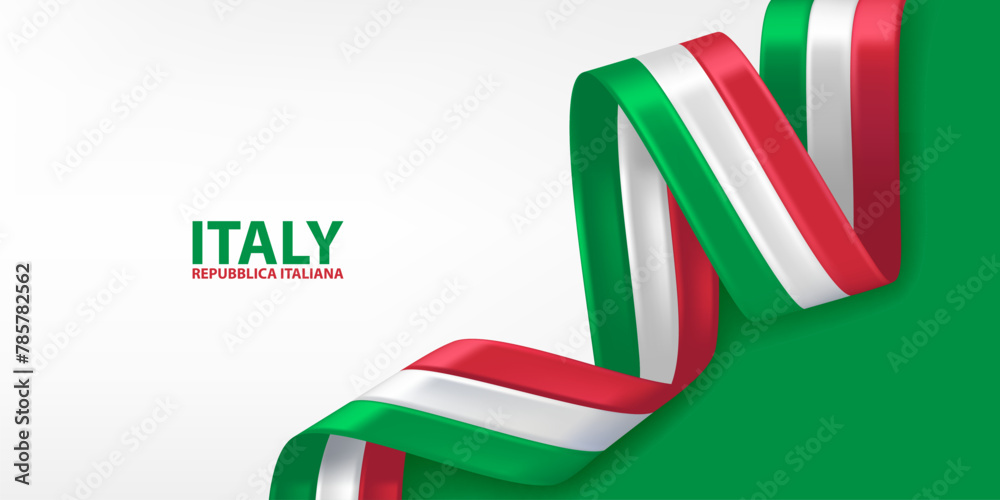 Italy ribbon flag. Bent waving ribbon in colors of the Italian national ...