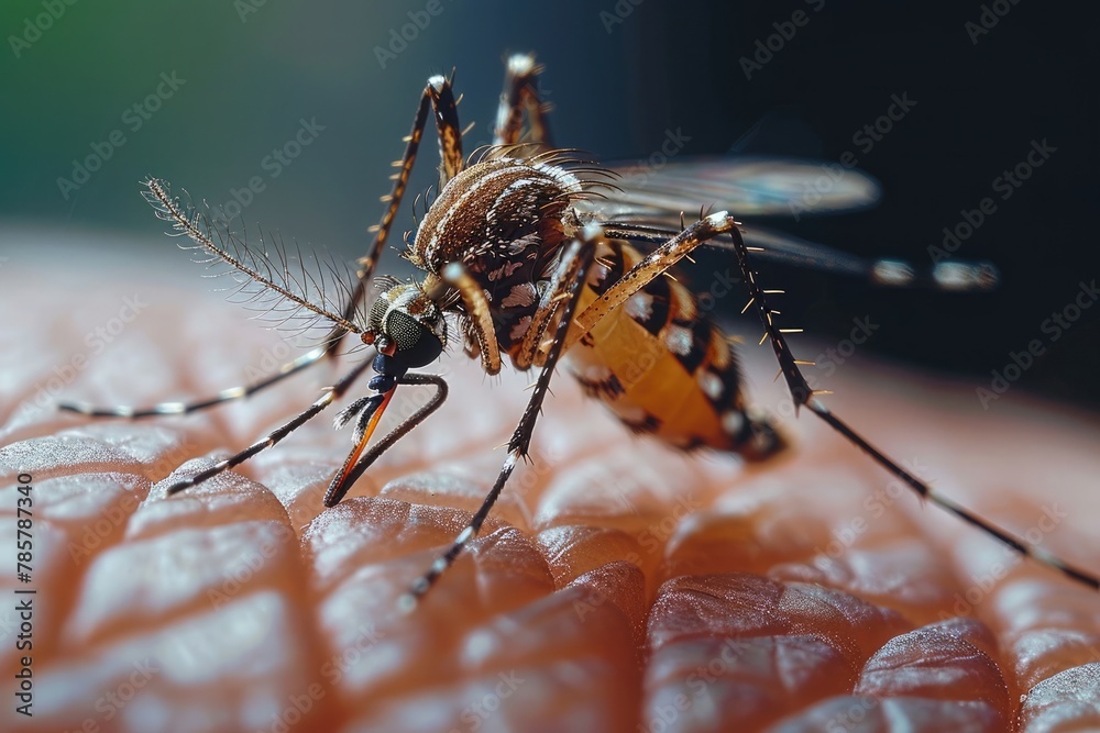 Aedes aegypti or yellow fever mosquito sucking blood on skin,Macro ...