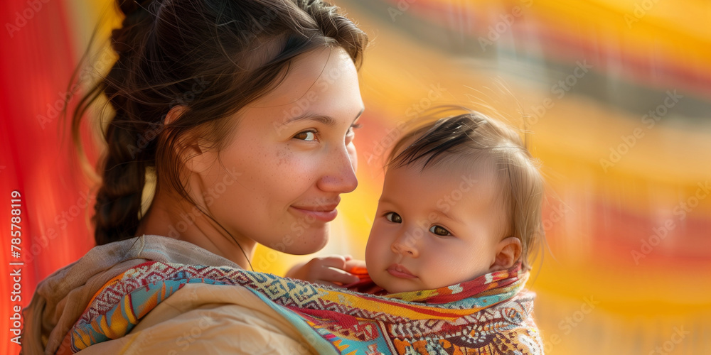 Indigenous Indian American Mom Etsi holding embrace chubby baby boy ...