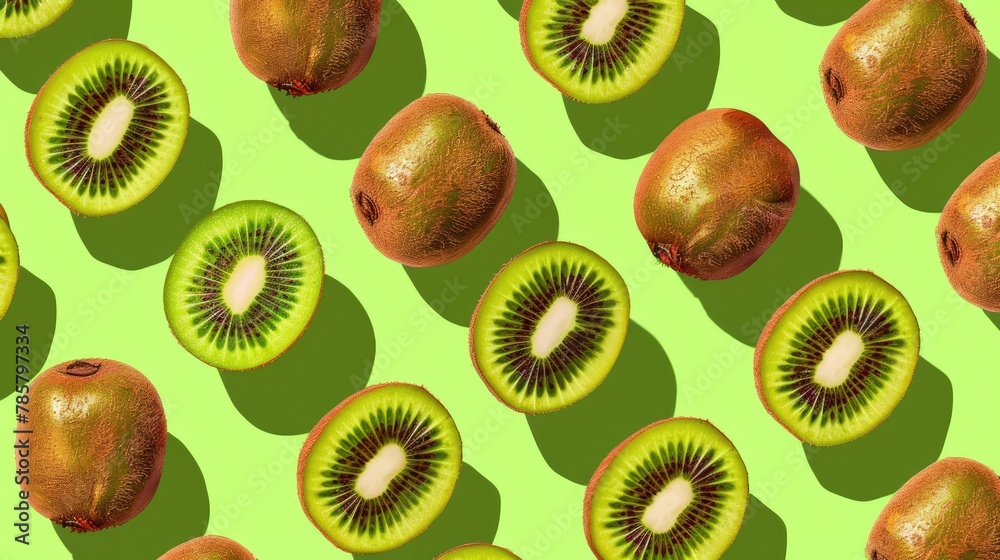 Kiwi pattern with ripe tangy appeal pops vividly in pop art regalia ...