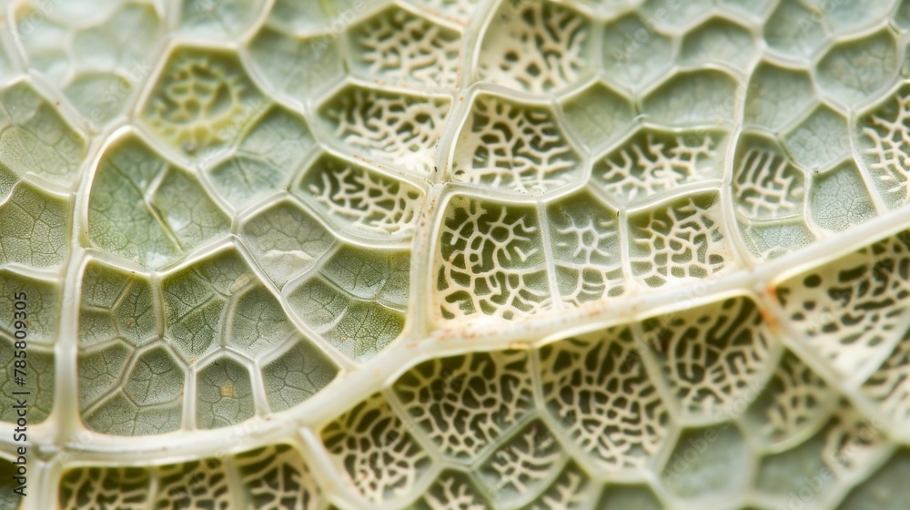 A highresolution image of a cross section of a leaf showing the ...