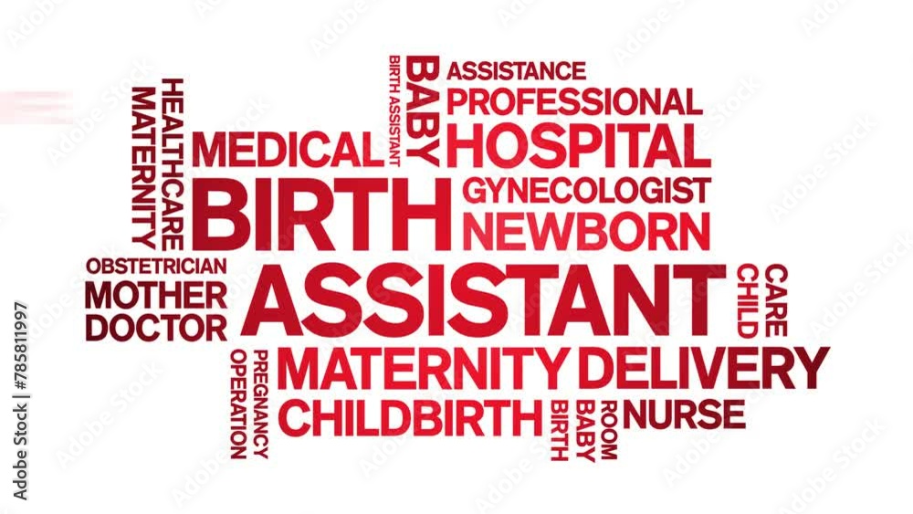 Birth Assistant animated word cloud;text design animation tag kinetic ...