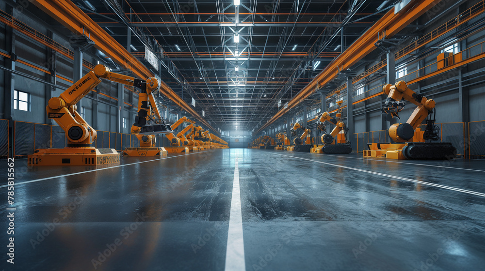 The future of manufacturing Factory floor with automated robots AI ... The future of manufacturing Factory floor with automated robots AI ...