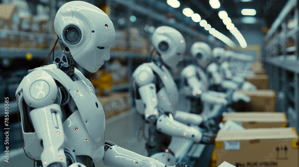 The future of manufacturing Factory floor with automated robots AI ... The future of manufacturing Factory floor with automated robots AI ...
