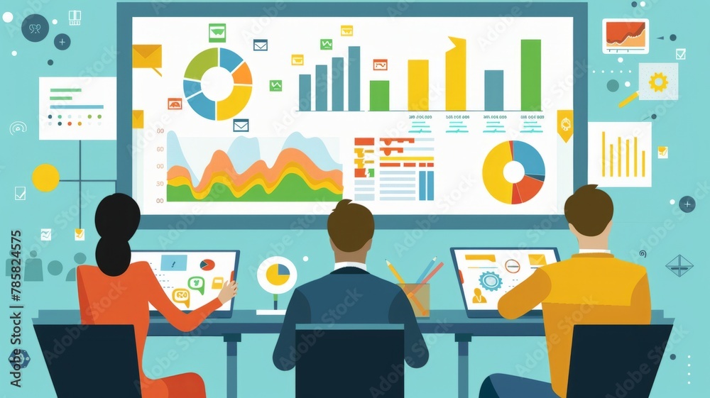 Animated data analysis meeting with diverse team - Two professionals ...