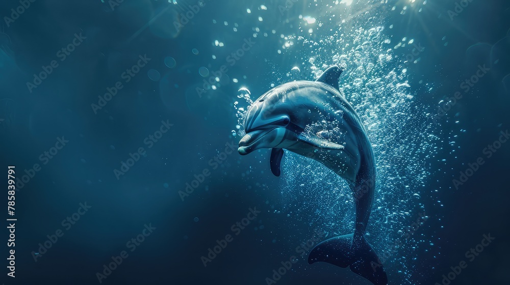 banner background National Dolphin Day theme, and wide copy space, A ...