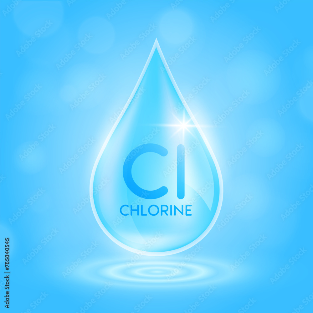 Water drop serum chlorine minerals from nature on blue background ...