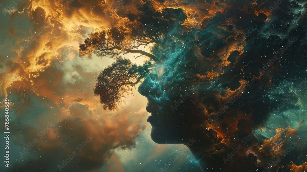 Evolution of Human Consciousness: Tree of Cosmic Connection Stock ...
