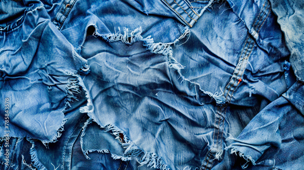 Old denim garbage background. Recycling old jeans. Old blue jeans ready ...