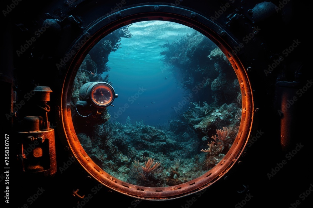 Periscope View: View through the submarine's periscope. Stock ...