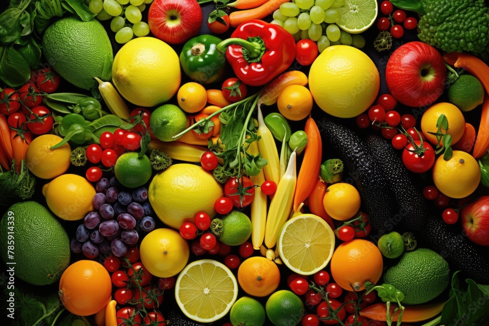 Vivid Colors: A vibrant array of different colored fruits and ...