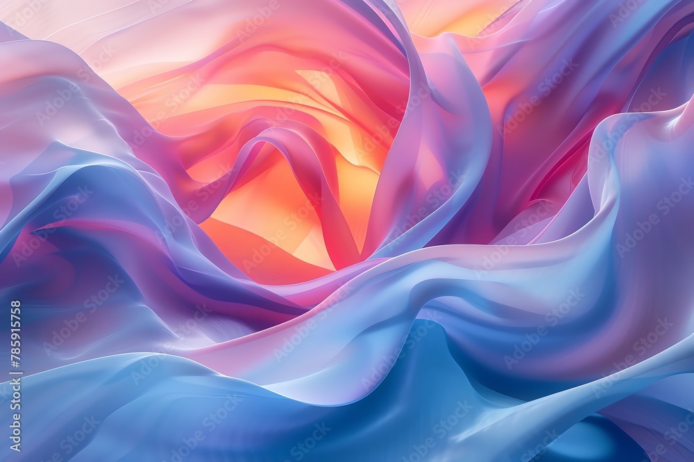 Abstract depiction of hallucinations, minimalist design, fluid shapes ...