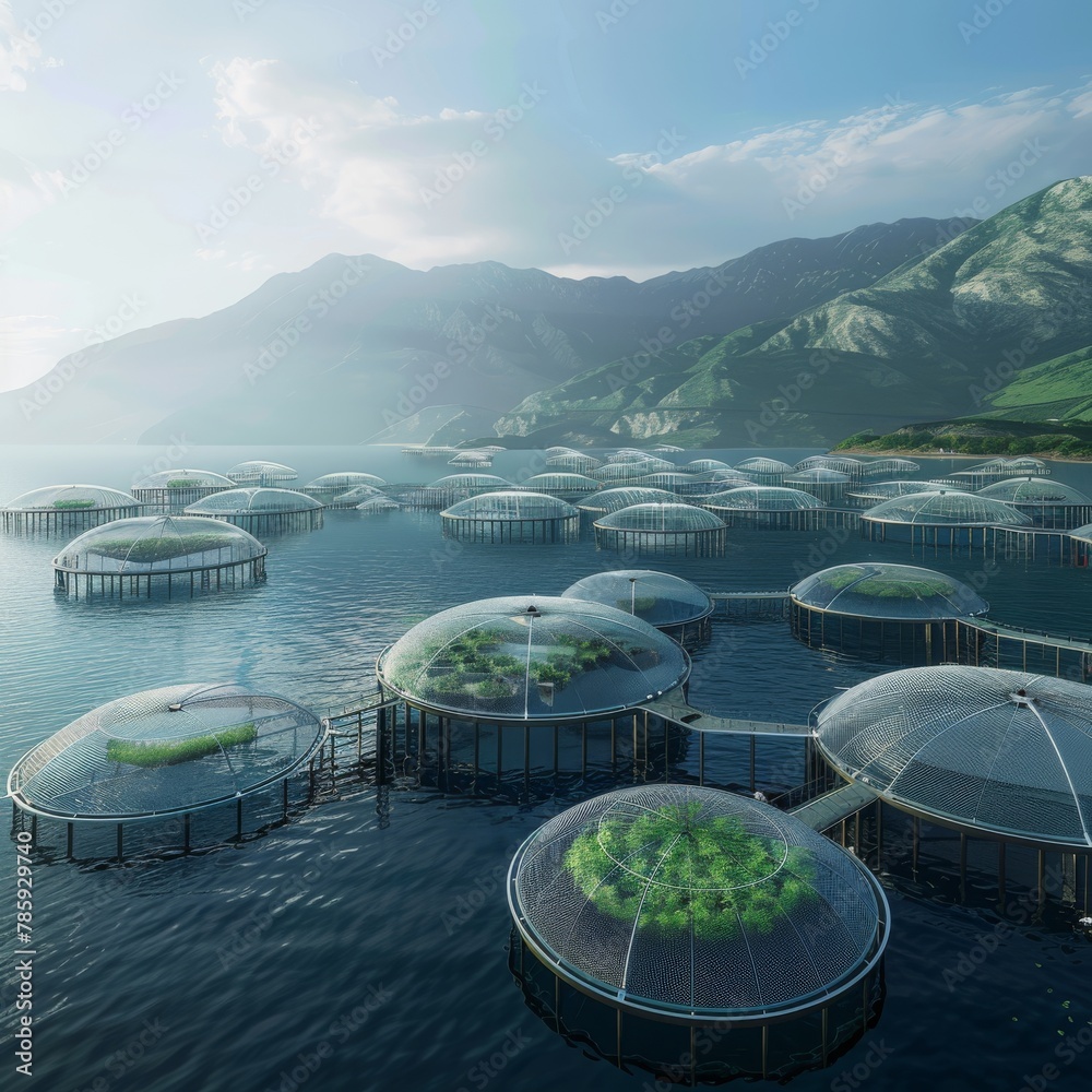 Ocean farming systems, alongside sustainable aquaculture, promise a ...