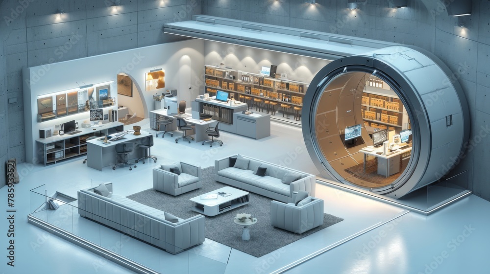 Model a 3D scene in Dimension demonstrating the secure storage of ...